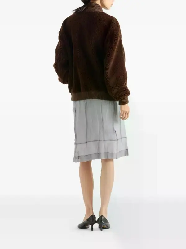Prada Ribbed-trimmed Logo Detail Jacket - Brown