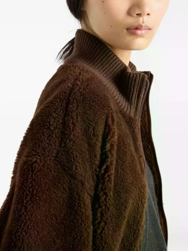 Prada Ribbed-trimmed Logo Detail Jacket - Brown