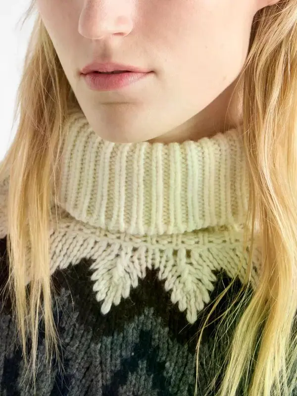 Prada Intarsia Turtleneck Ribbed Sweater - Neutrals