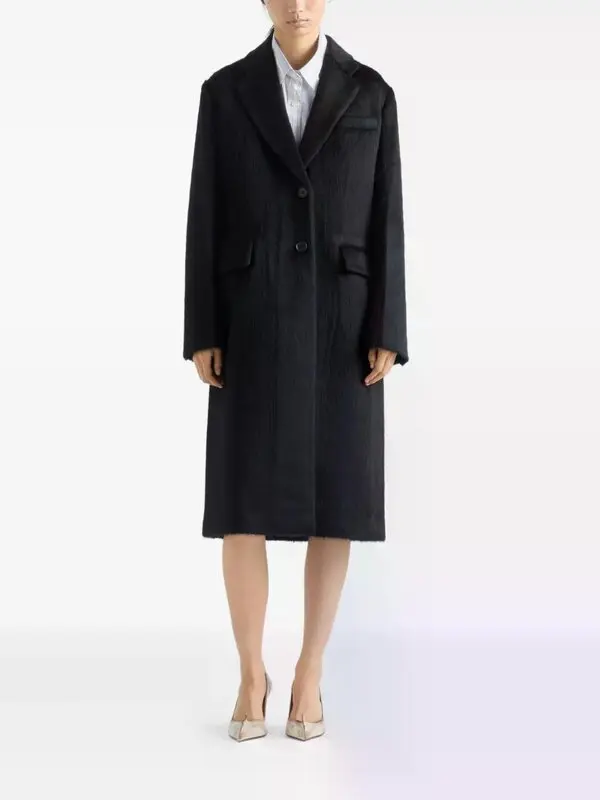Prada Velvet Single-breasted Coat - Blue