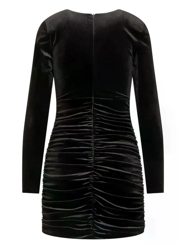 ACTUALEE Ruched Velvet Dress - Black