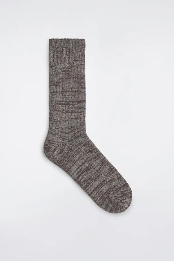 Cos Chunky Ribbed Wool-blend Socks - Gray
