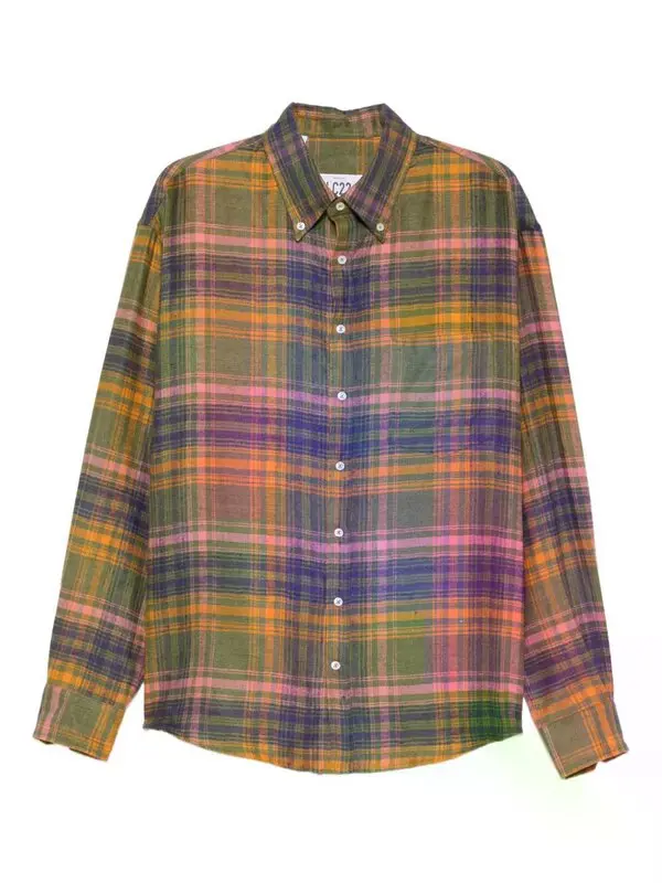 LC23 Plaid-pattern Chest-pocket Shirt - Green