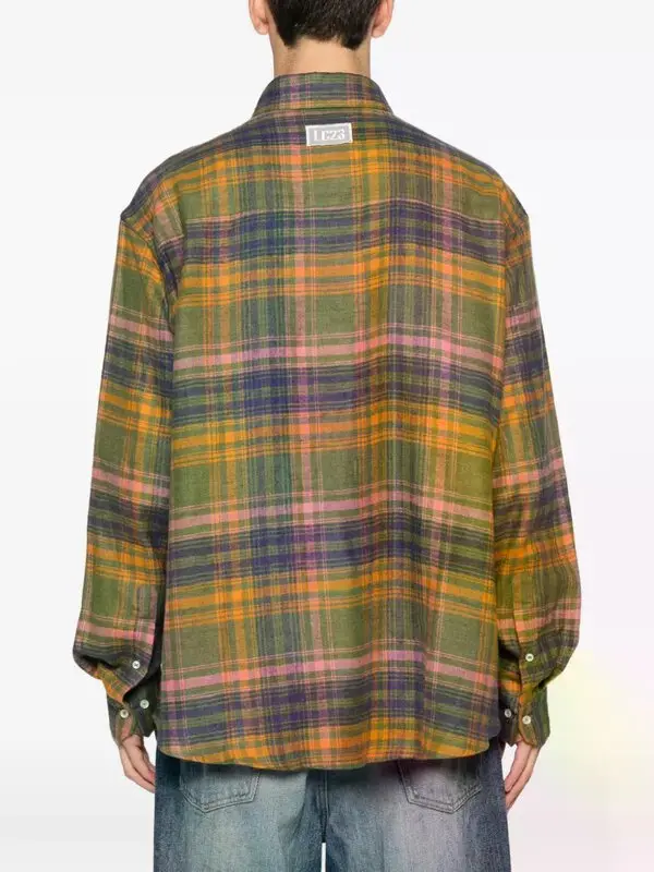 LC23 Plaid-pattern Chest-pocket Shirt - Green