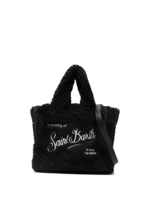 MC2 SAINT BARTH Mini Vanity Teddy Embroidered Tote - Black