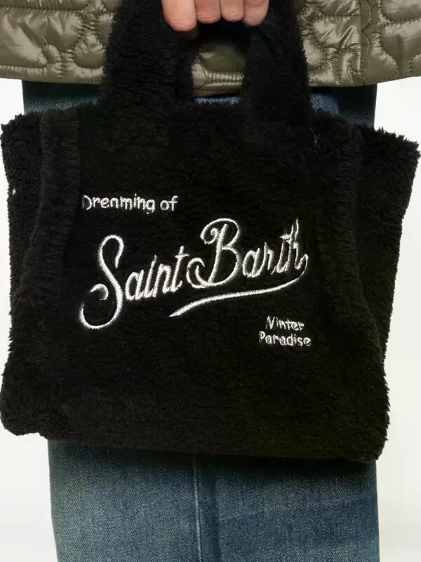 MC2 SAINT BARTH Mini Vanity Teddy Embroidered Tote - Black