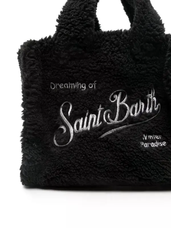 MC2 SAINT BARTH Mini Vanity Teddy Embroidered Tote - Black