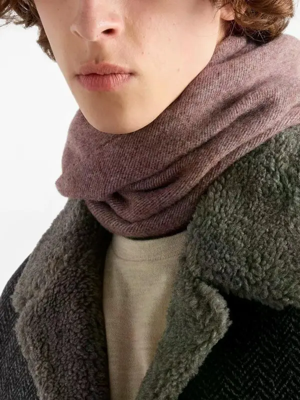 Prada Embroidered-logo Fringe Scarf