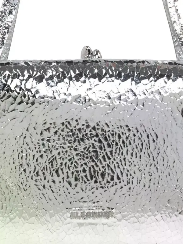 JIL SANDER Textured Leather Shoulder Bag - Silver