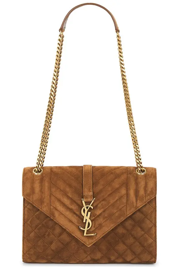 Saint Laurent Medium Envelope Chain Bag - Orange Caramel Cognac