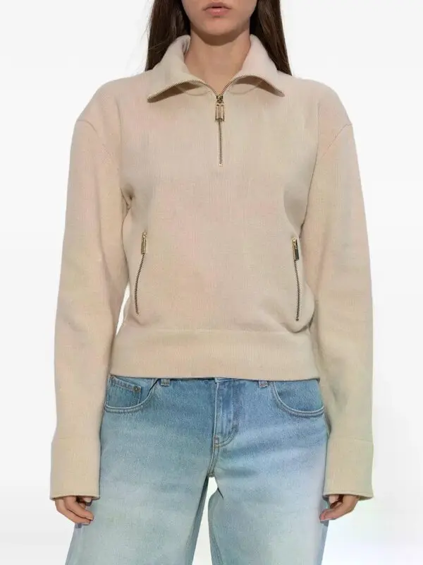 Victoria Beckham Half-zip Milano Sweater - Neutrals