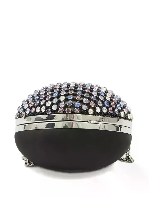SELF-PORTRAIT Crystal-embellished Heart Clutch - Black