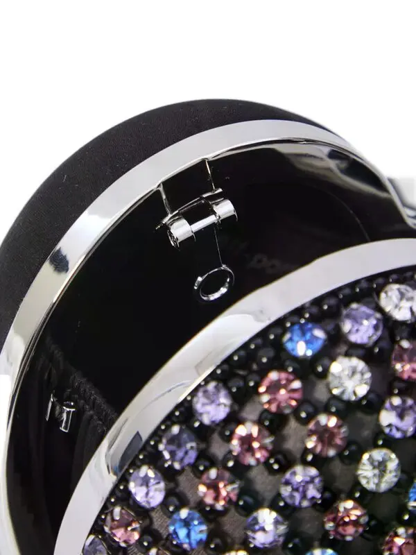 SELF-PORTRAIT Crystal-embellished Heart Clutch - Black