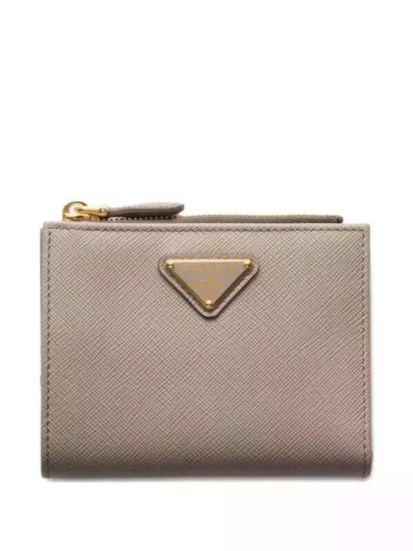 Prada Small Triangle-logo Saffiano Leather Wallet - Grey
