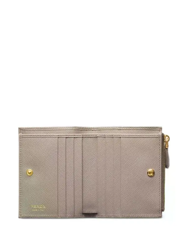 Prada Small Triangle-logo Saffiano Leather Wallet - Grey