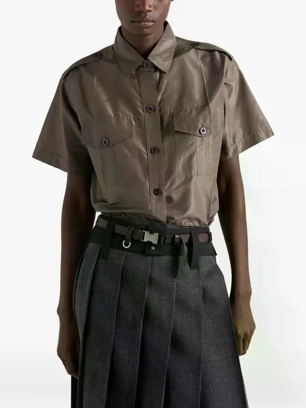 Prada Short-sleeved Taffeta Shirt - Green