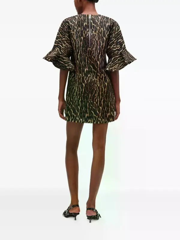 GANNI V-neck Mini Dress With Ruffled Sleeves