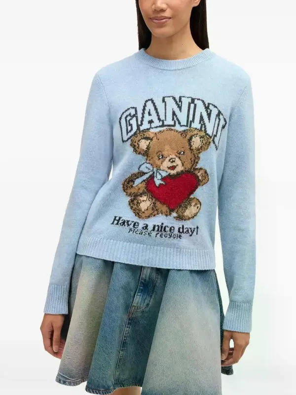 GANNI Teddy Graphic Crew Neck Sweater