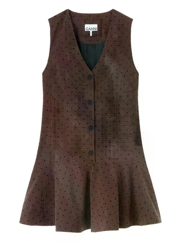 GANNI Polka Dot Button Dress