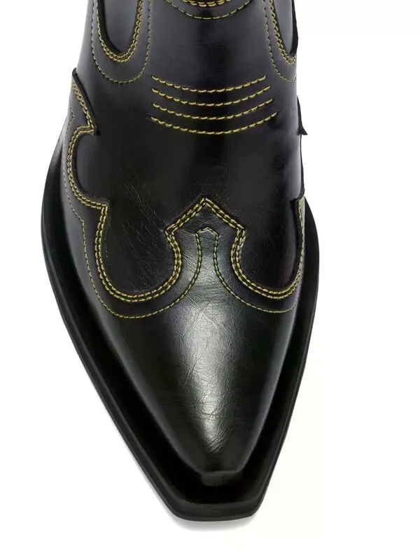 GANNI Stitching Pointed Boots - Black