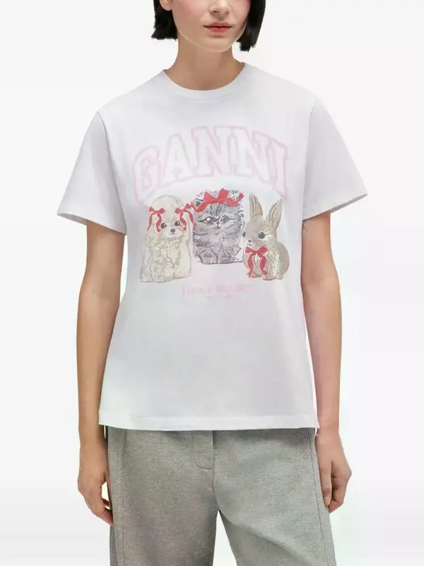 GANNI Organic Cotton Animal Print T-shirt