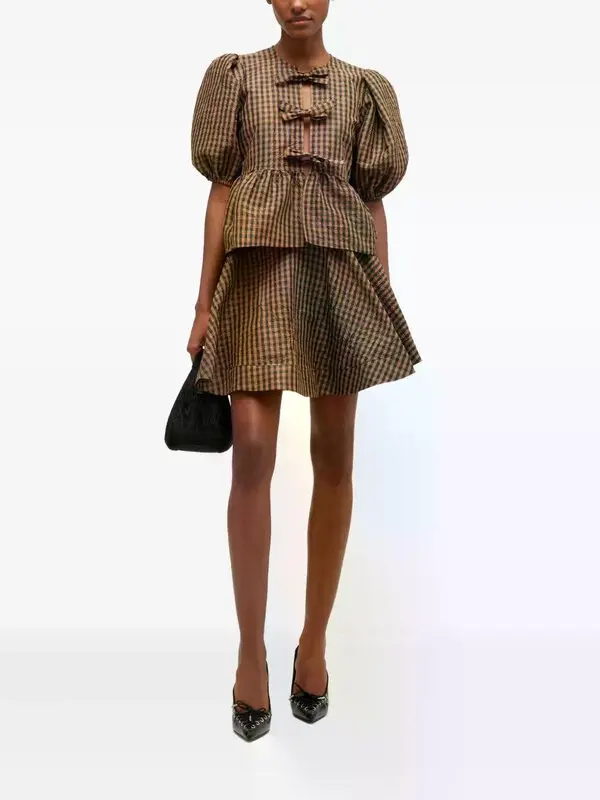GANNI Gingham Checks Mini Skirt - Neutrals