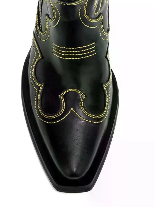 GANNI Stitching Pointed Boots - Black