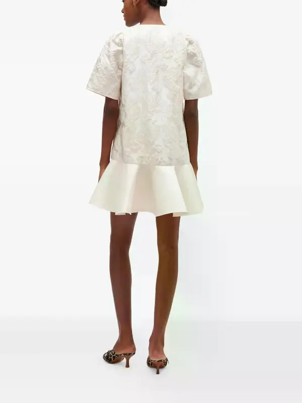 GANNI V-neck Puff Sleeve Mini Dress