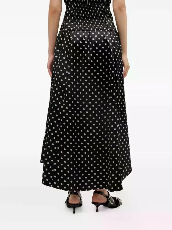GANNI Polka Dot Maxi Skirt - Black