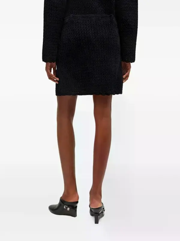 GANNI Textured Mini Skirt With Gold-tone Buttons