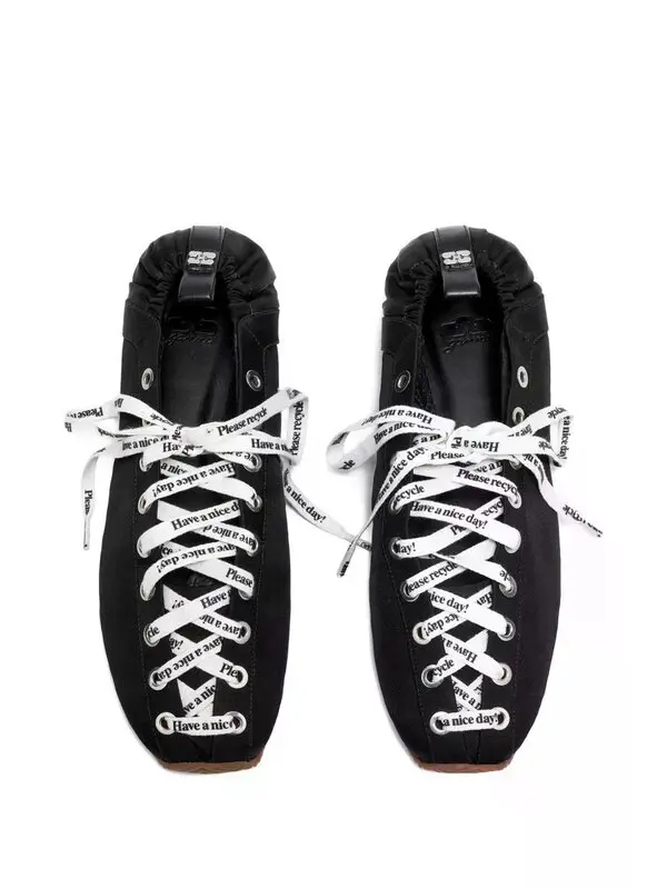 GANNI Lace-up Ballet Flats - Black