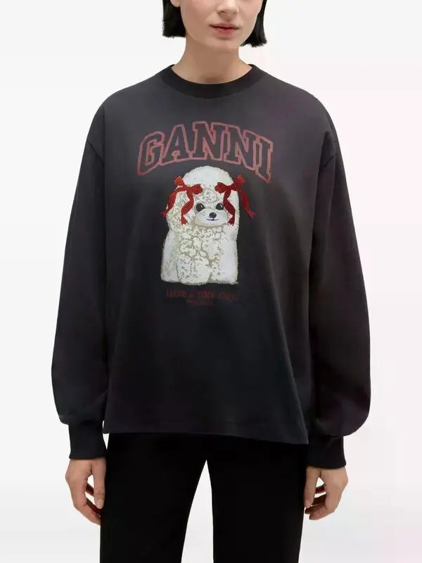 GANNI Long-sleeve Poodle Graphic Sweatshirt