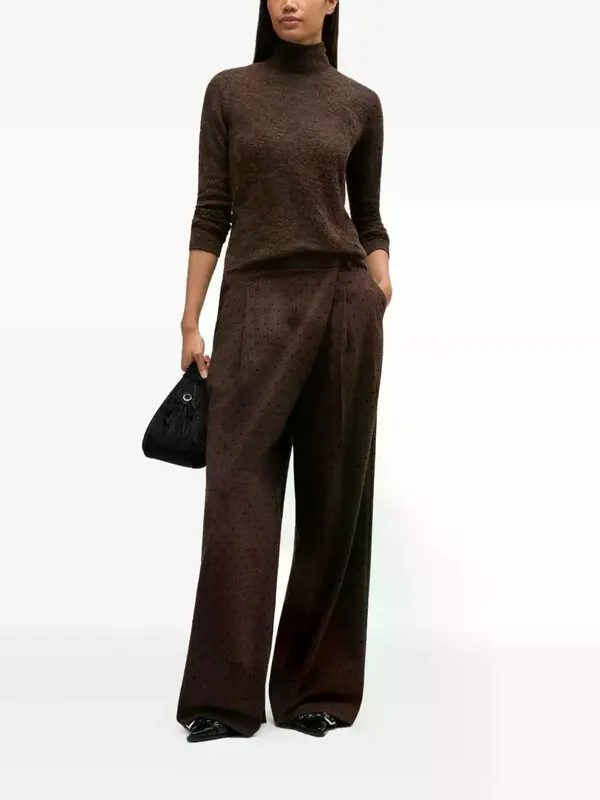 GANNI High-neck Sweater With Long Sleeves - Brown