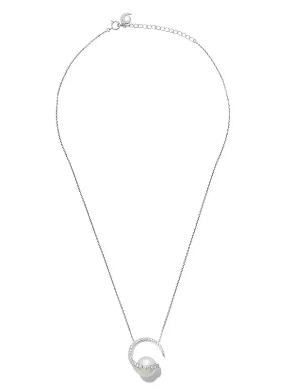 TASAKI 18kt White Gold Aurora Diamond And South Sea Pearl Pendant - Silver