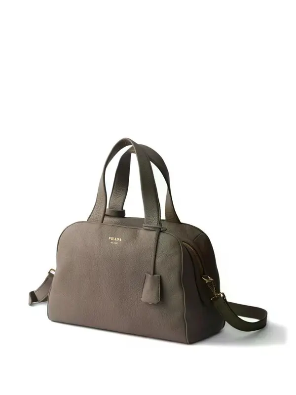 Prada Large Leather Tote Bag - Grey
