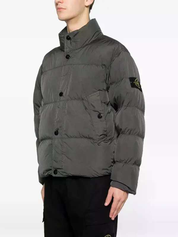 Stone Island Padded Zip-up Jacket With Logo Embroidery