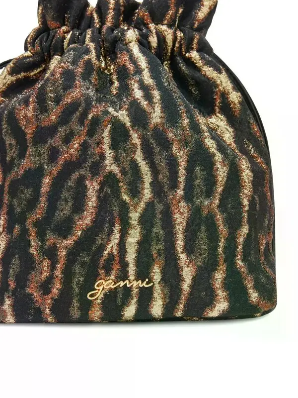GANNI Drawstring Logo-detail Bucket Bag - Black
