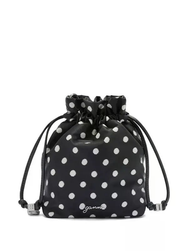 GANNI Polka Dot Bucket Bag - Black