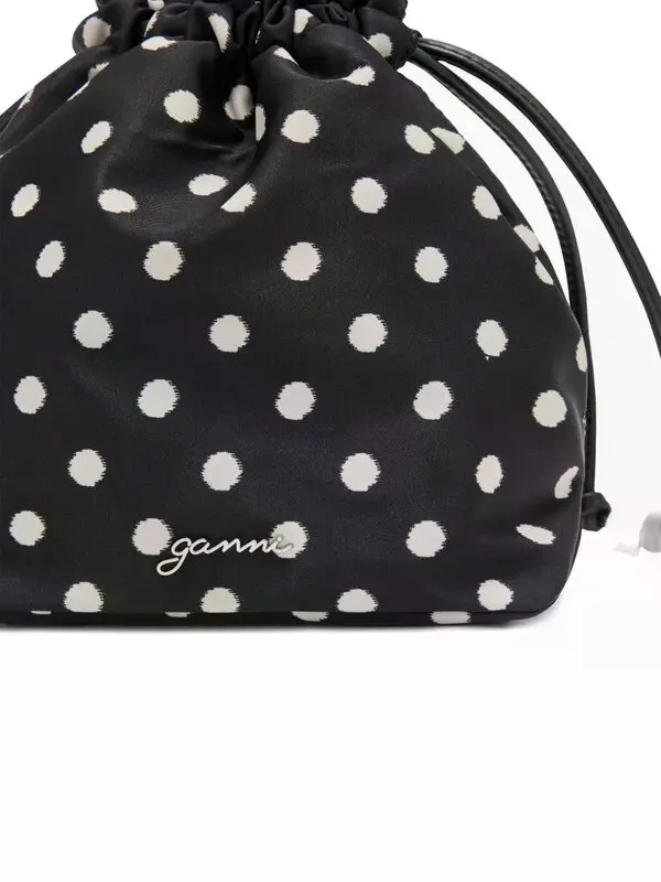 GANNI Polka Dot Bucket Bag - Black