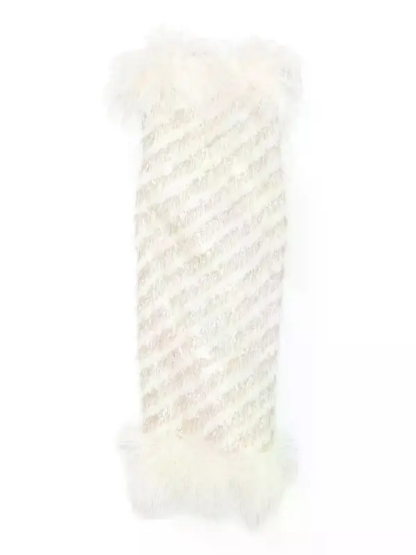 TALLER MARMO Feather-trim Midi Dress - Neutrals