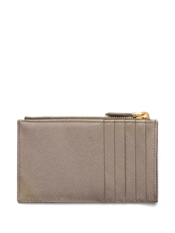 Prada Triangle-logo Zip Card Holder - Grey