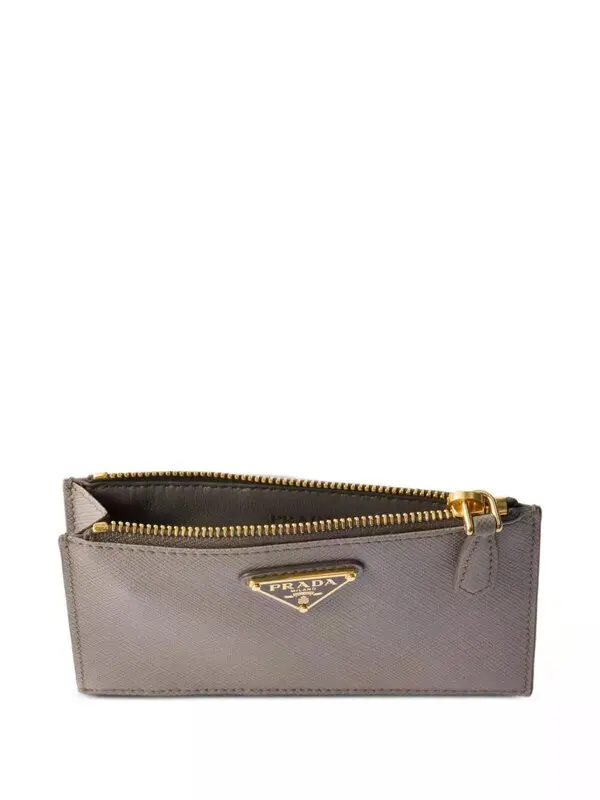 Prada Triangle-logo Zip Card Holder - Grey