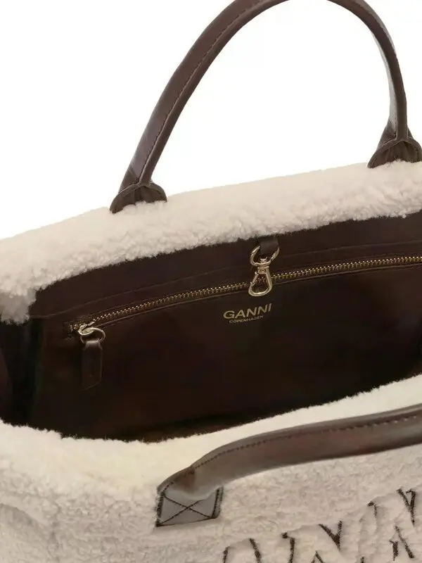 GANNI Logo-appliqué Tote Bag - Neutrals