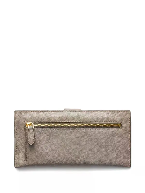 Prada Large Triangle-logo Leather Wallet - Grey