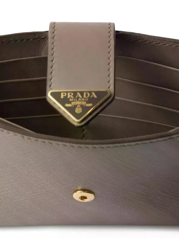 Prada Large Triangle-logo Leather Wallet - Grey