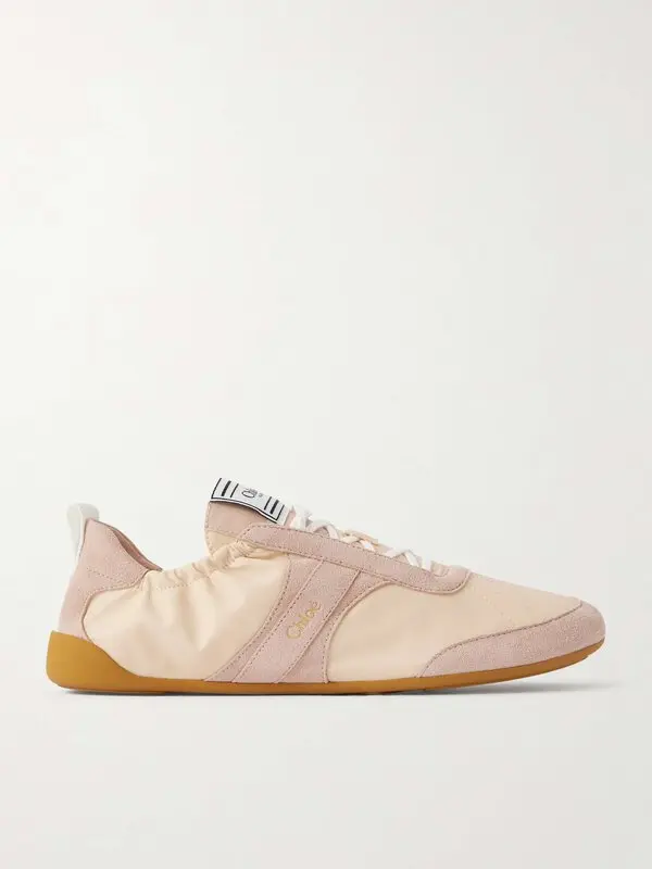 Chloé Kick Suede-trimmed Shell Sneakers - White