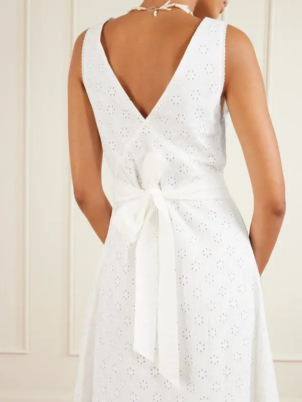 knee length dresses for ladies Jaclyn Cotton Midi Dress in White Ivory main image 0