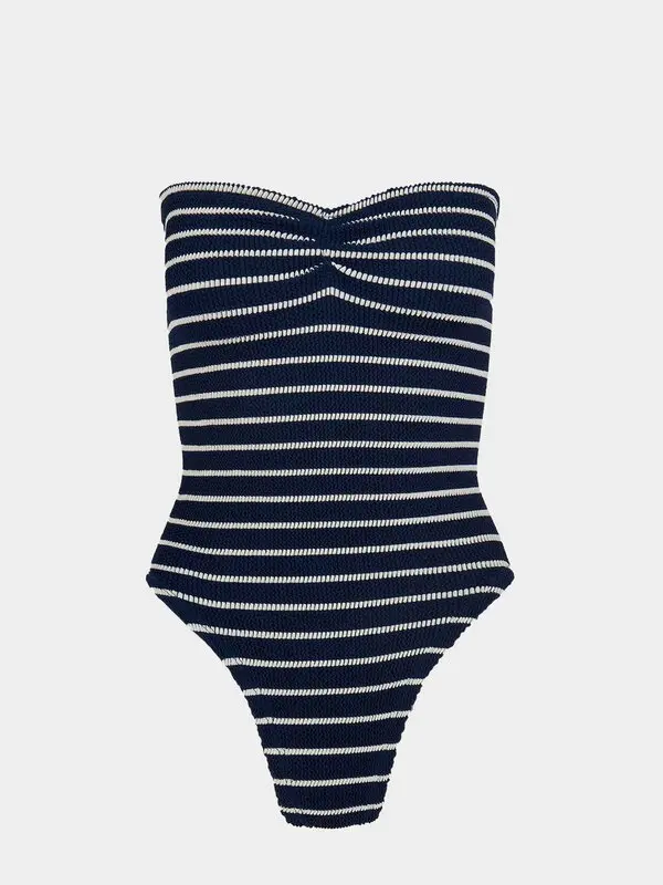 Hunza G Brooke Stripe Swimsuit - Navy/white Stripe