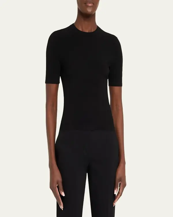 Michael Kors Stretch Viscose Short-sleeve Sweater - Black