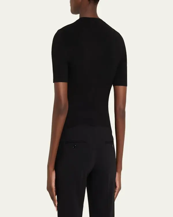 Michael Kors Stretch Viscose Short-sleeve Sweater - Black